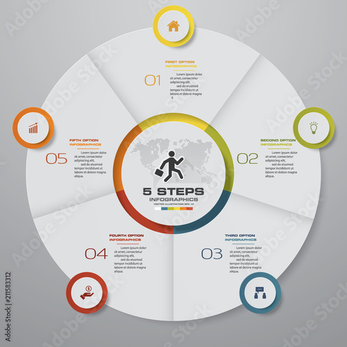 5 steps cycle chart infographics elements.EPS 10. Stock Vector | Adobe ...