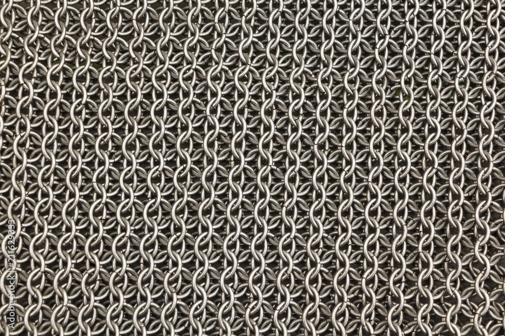 Medieval knight's armor mail frame. With flat rings that make chain slaves.Texture of chainmail ...