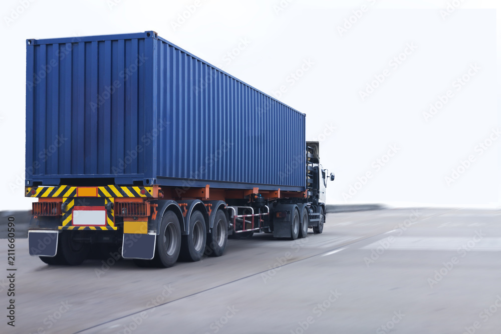 Truck on highway road with container, transportation concept.,import ...