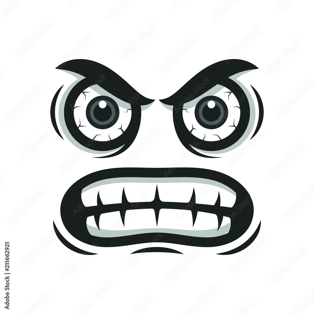 Angry cartoon face. Aggressive emotion Stock Vector | Adobe Stock