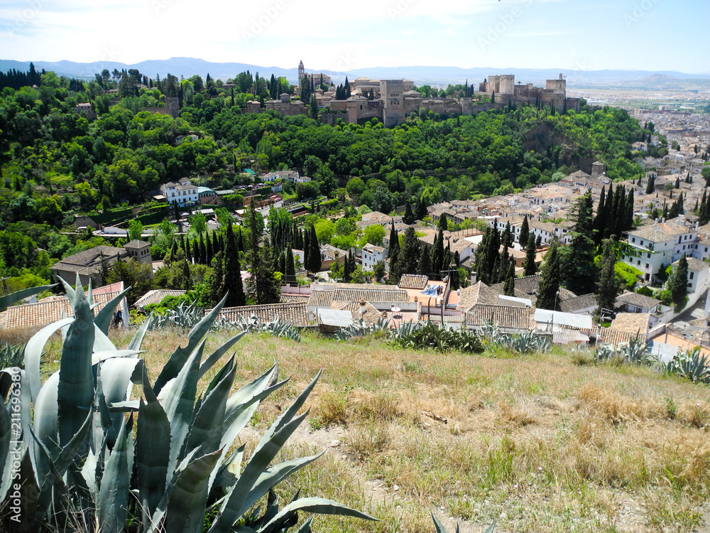 Alhambra in Granada. Palace and fortress built by the Moors. VIew from ...