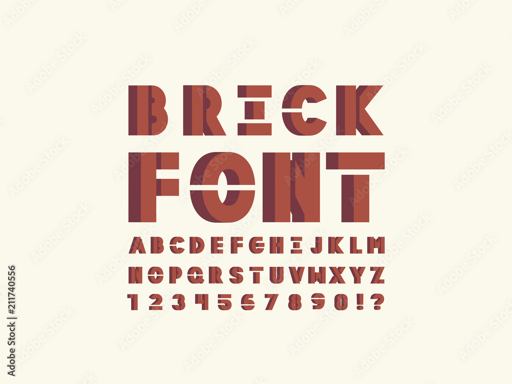 Brick font. Vector alphabet Stock Vector | Adobe Stock