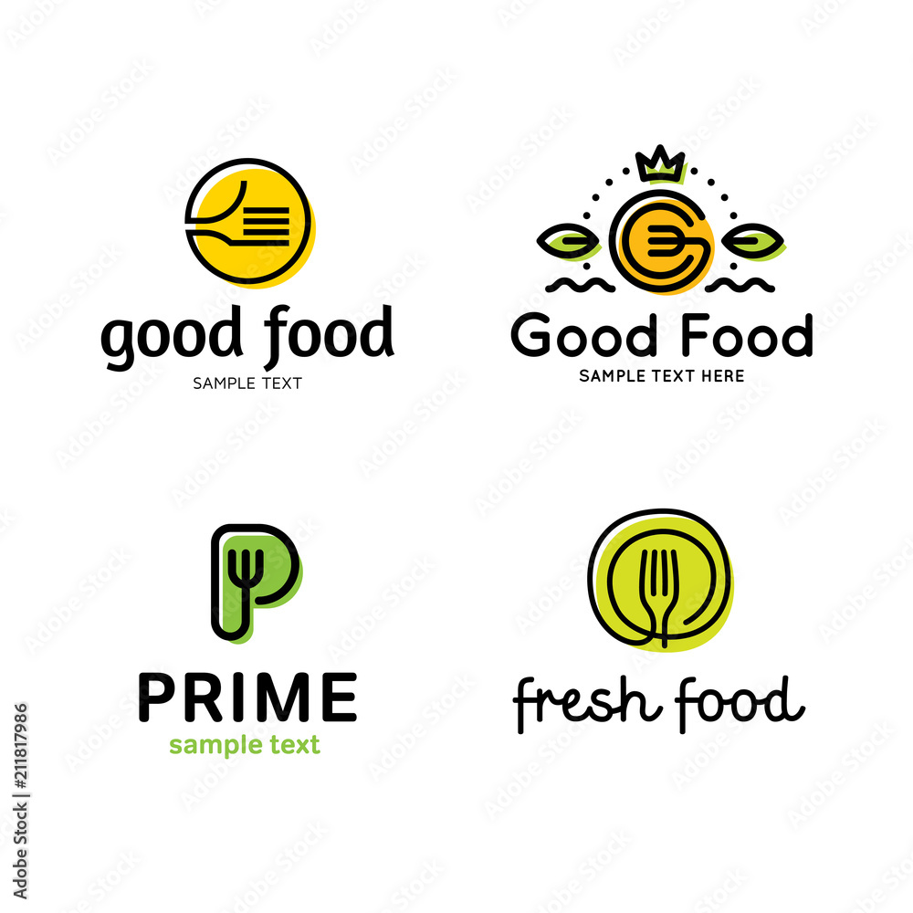 Vector Good Fresh Food Logo Set Stock Vector | Adobe Stock