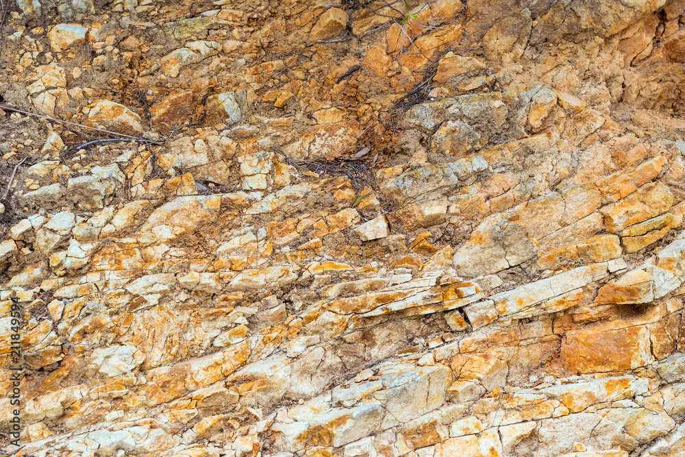 Stone texture. Rock formation with cracks and protrusions. Mountain of ...