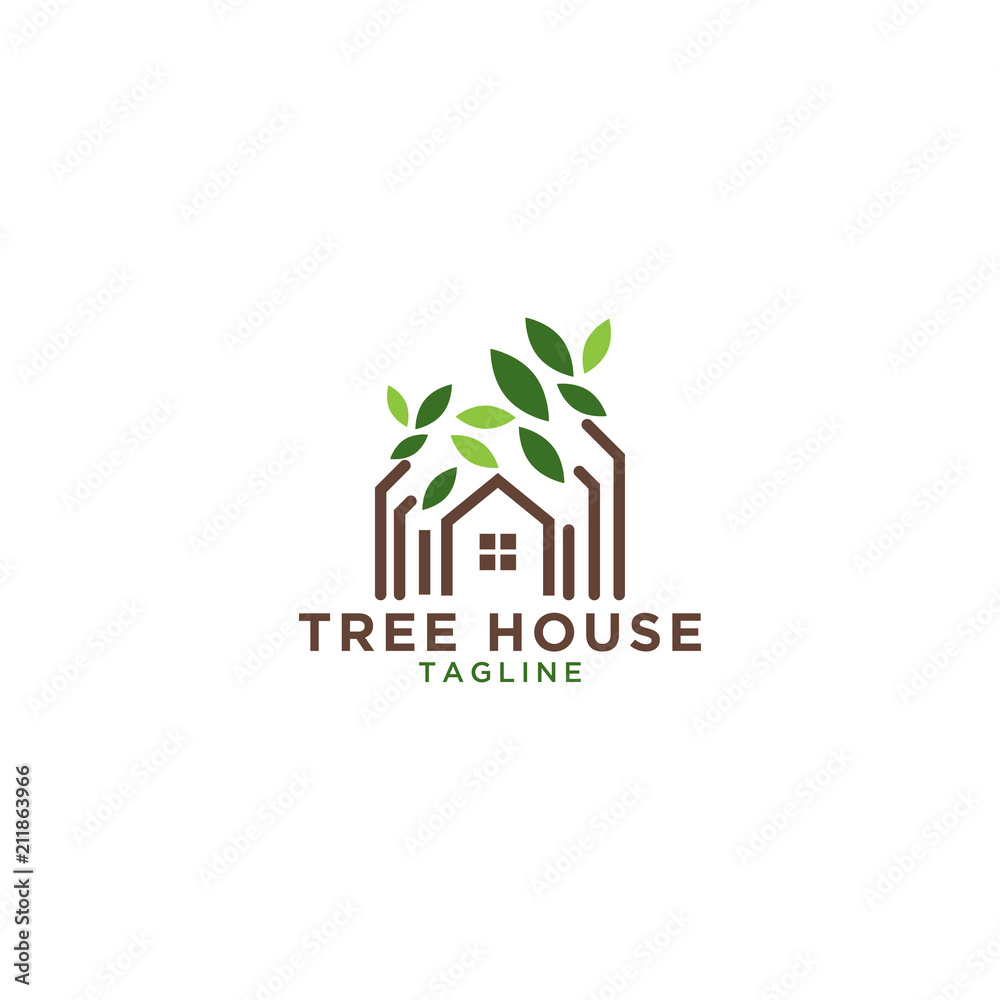 Tree house logo design template Stock Vector | Adobe Stock