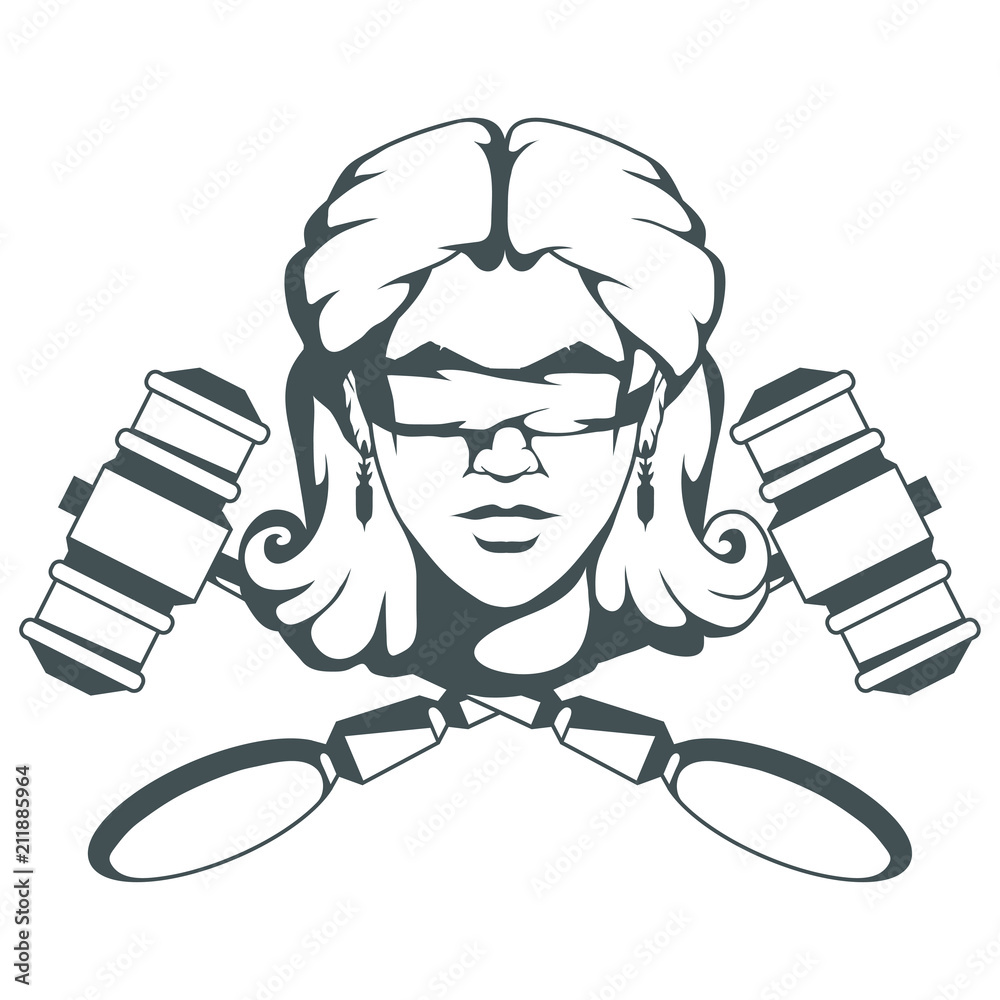 Themis - Ancient Greek goddess of justice. Hand drawn scales of justice ...