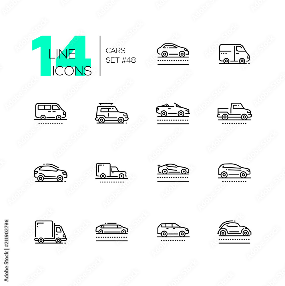 Cars - set of line design style icons Stock Vector | Adobe Stock