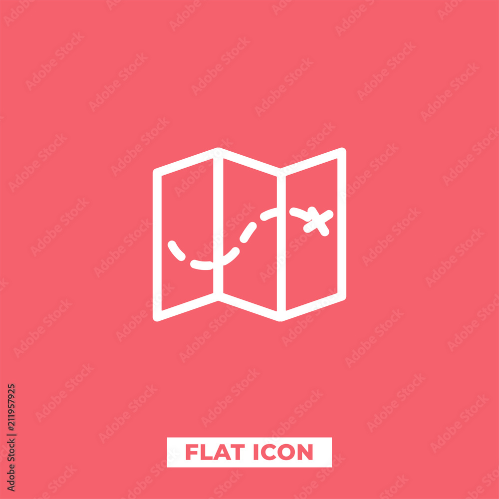 Flat location icon, map icon. Vector Map with Label Icon. Map with a pin isolated on white. 素材庫 ...