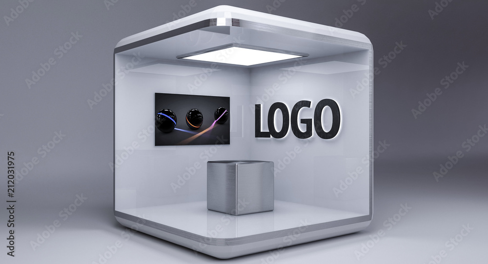 Exhibition Expo Stand Cube 3D rendering Stock Illustration | Adobe Stock