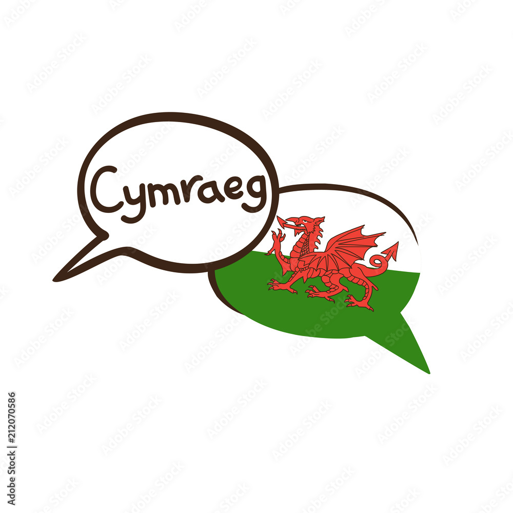 Translation: Welsh. Vector illustration of hand drawn doodle speech ...