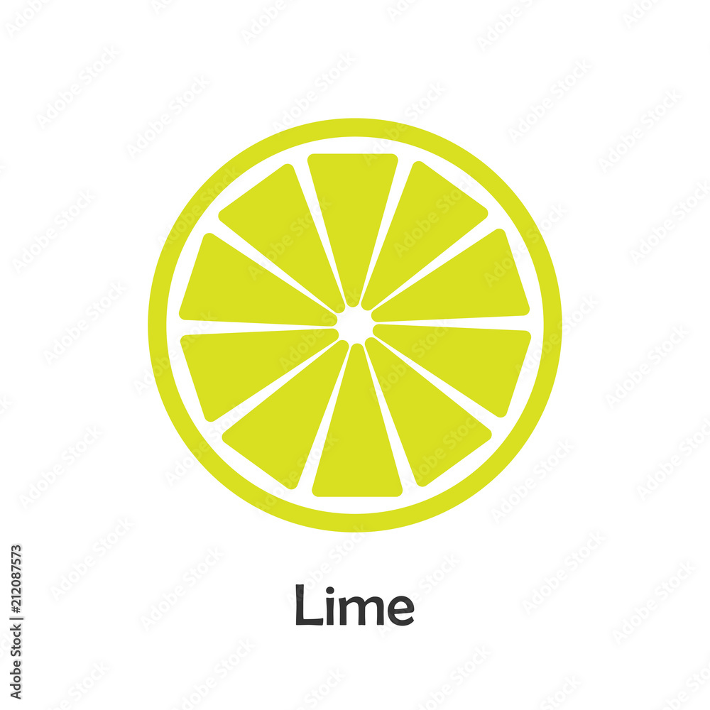 Lime slice in cartoon style, card with fruit for kid, preschool ...