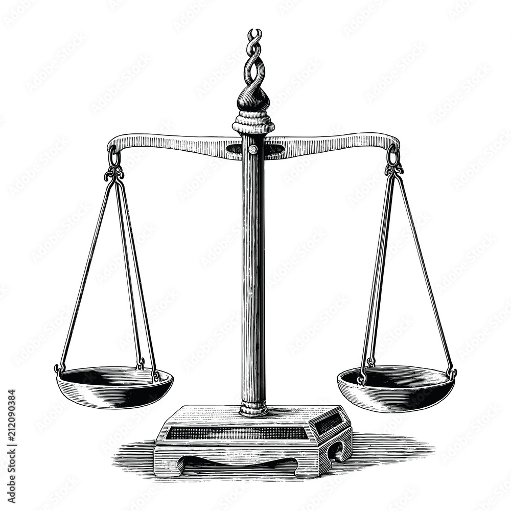 Vintage balance hand drawing clip art isolated on white background ...