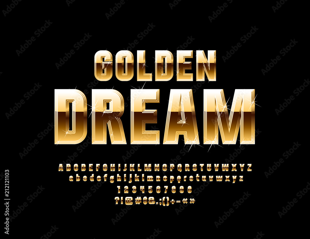 Vector Luxury Sign Golden Dream. Chic Font. Elite Alphabet Letters ...