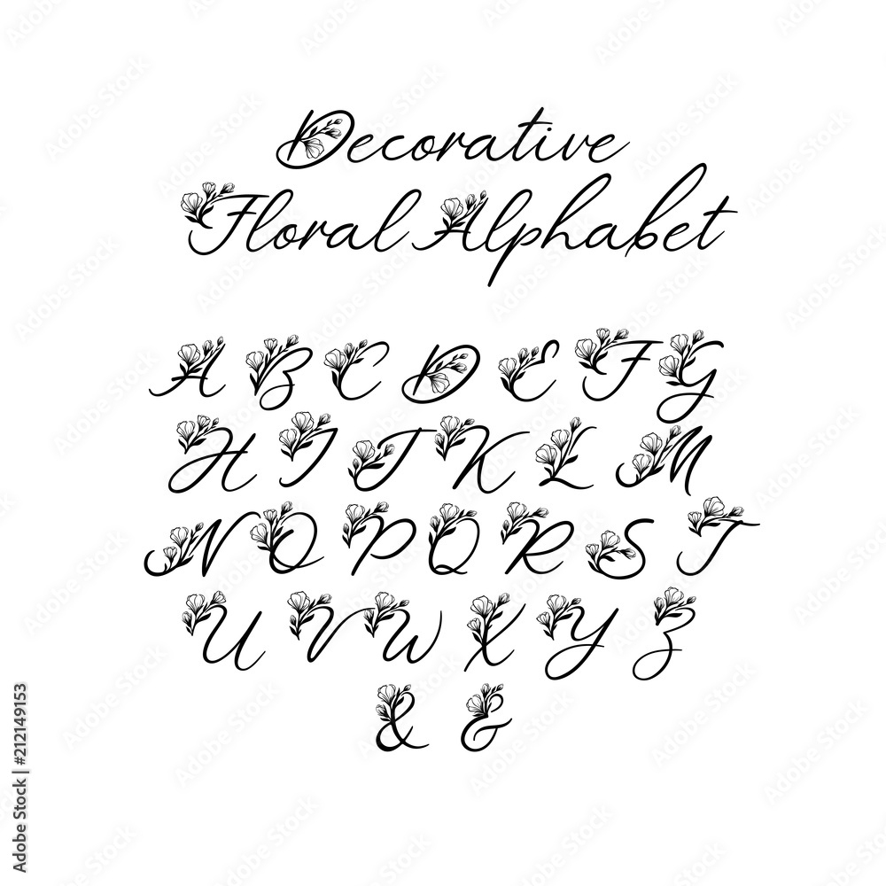 Vector Calligraphy Alphabet. Exclusive Floral Letters. Decorative ...
