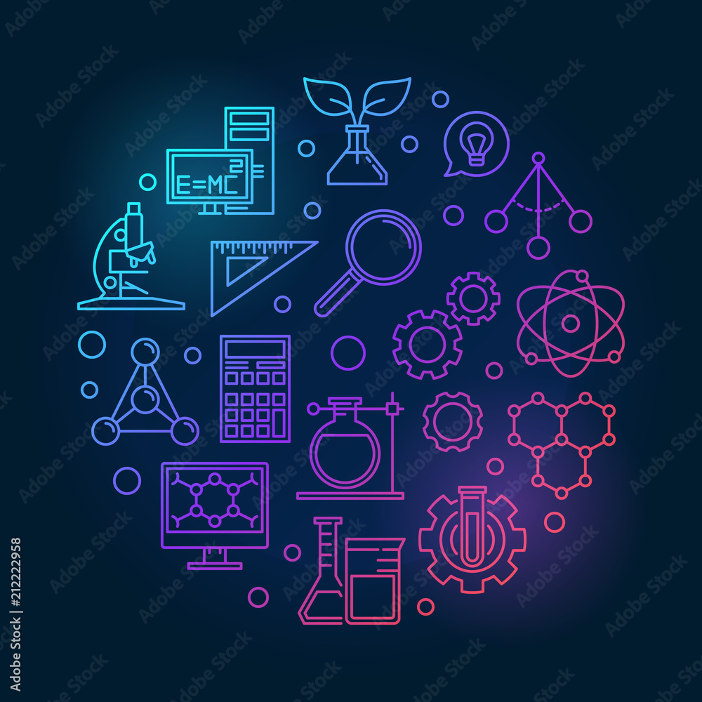 Science vector circular illustration on dark background Stock Vector ...