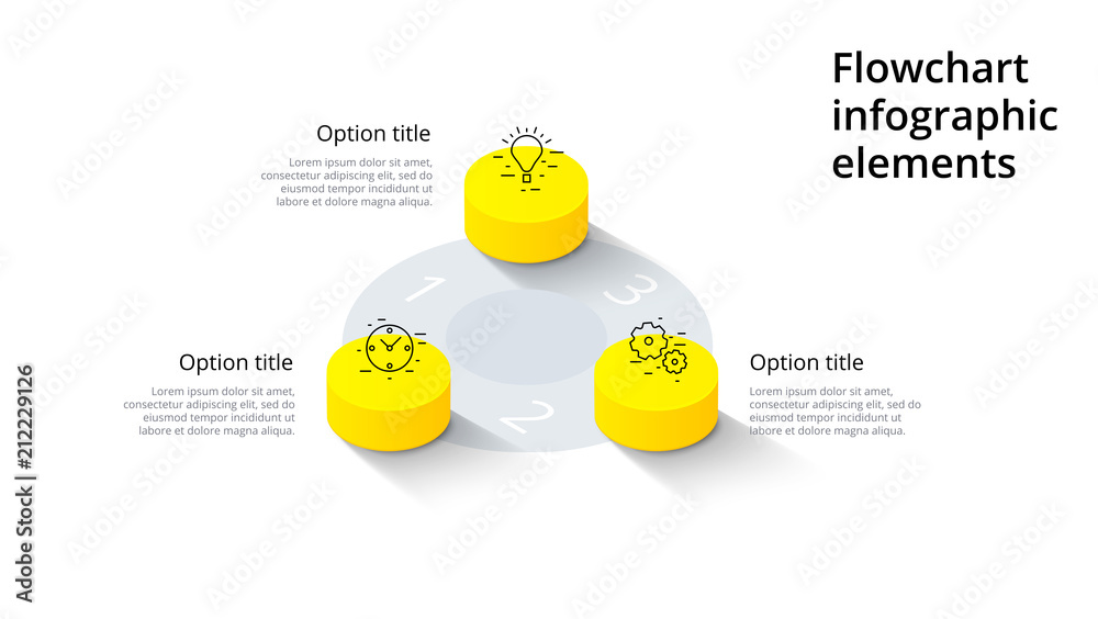 Business process chart infographics with 3 step segments. Isometric 3d ...