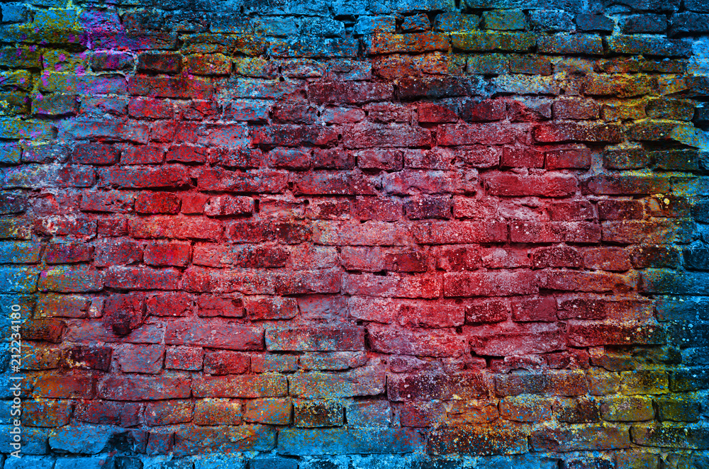 Paint splash, graffiti brick wall, colorful background Stock Photo ...