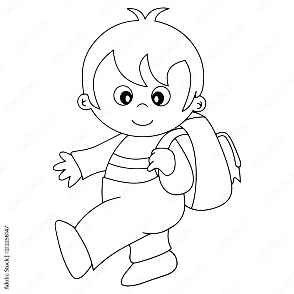 Little Boy Going To School Cartoon