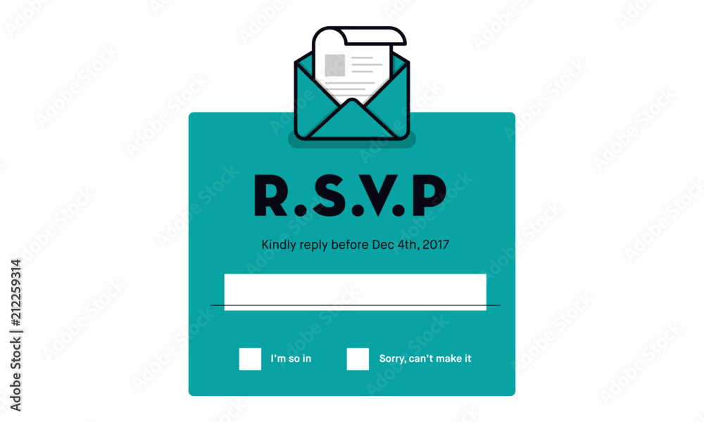 RSVP Layout Design with Response Text Box Template. Vector illustration ...