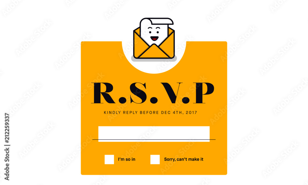 RSVP Layout Design with Response Text Box Template. Vector illustration ...