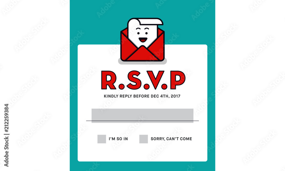 RSVP Layout Design with Response Text Box Template. Vector illustration ...
