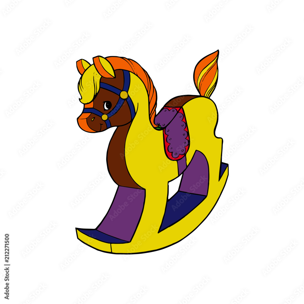 Rocking Horse cartoon illustration isolated on white background for ...