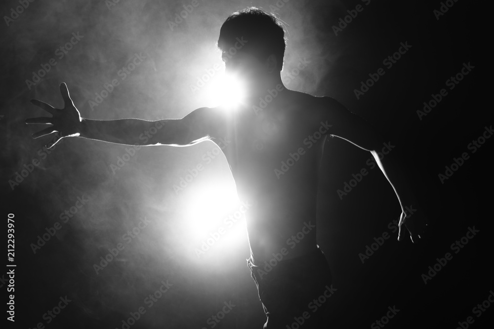 Silhouette of Attractive Body Shape with Fluttering Curl Hair in Smoke ...