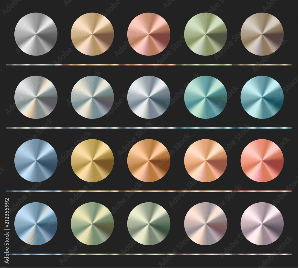 Gradients set template, metallic texture, radial glossy background ...