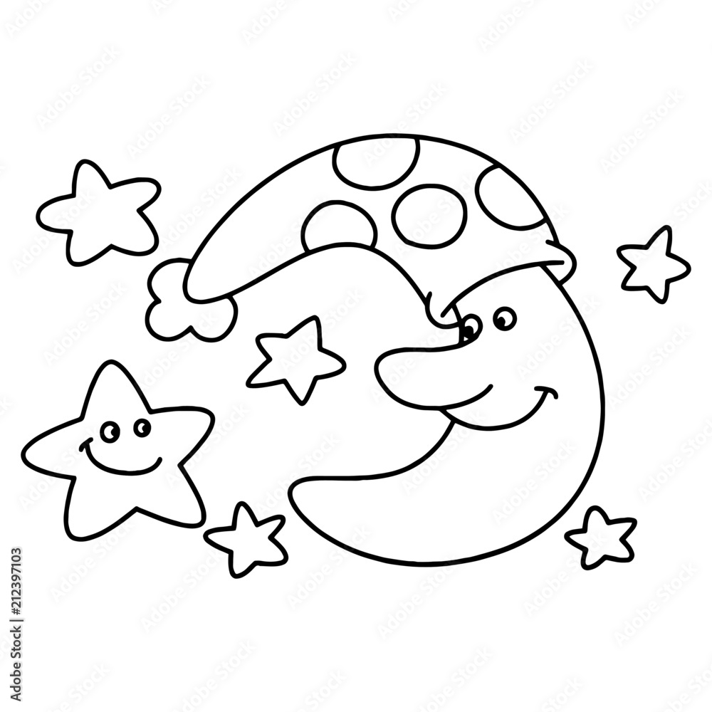 Moon cartoon illustration isolated on white background for children ...