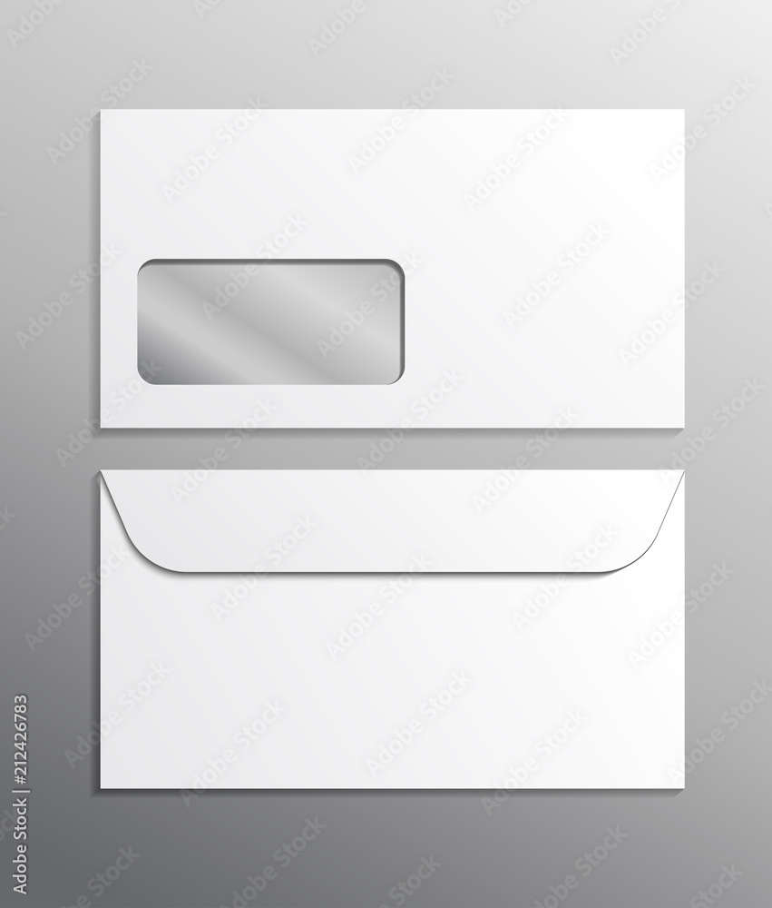Envelope 3d vector realistic ad mockup white blank. Mail office ...