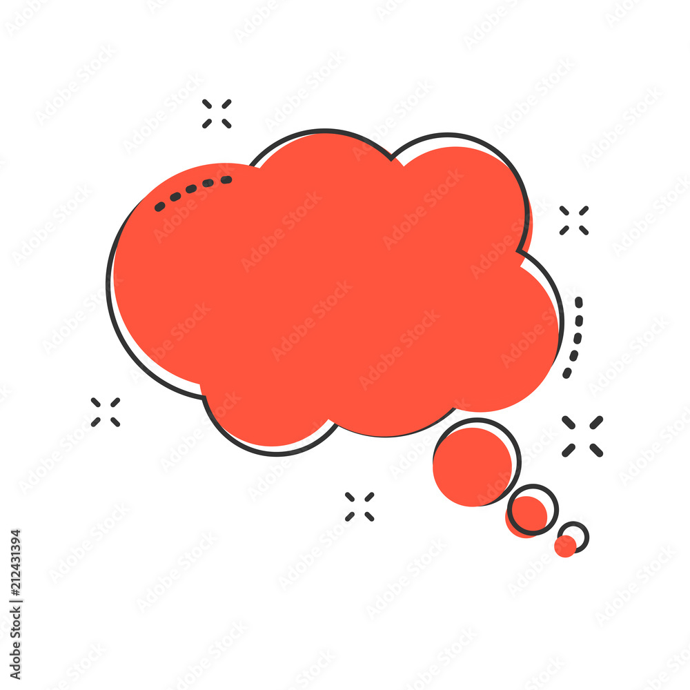 Cartoon thought bubble icon in comic style. Think bubble sign ...