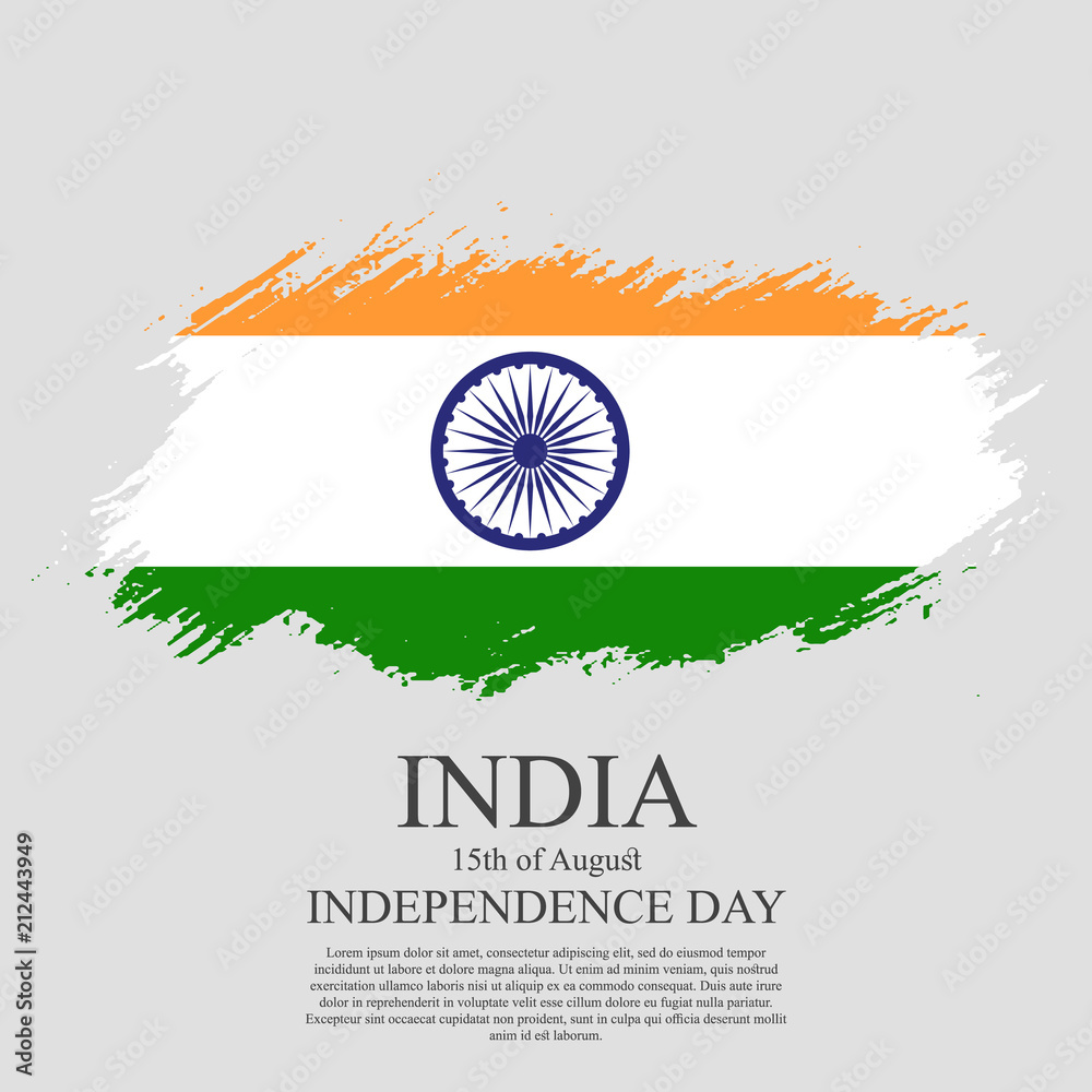 Indian flag tri-color based grunge design with floral frame decorative ...