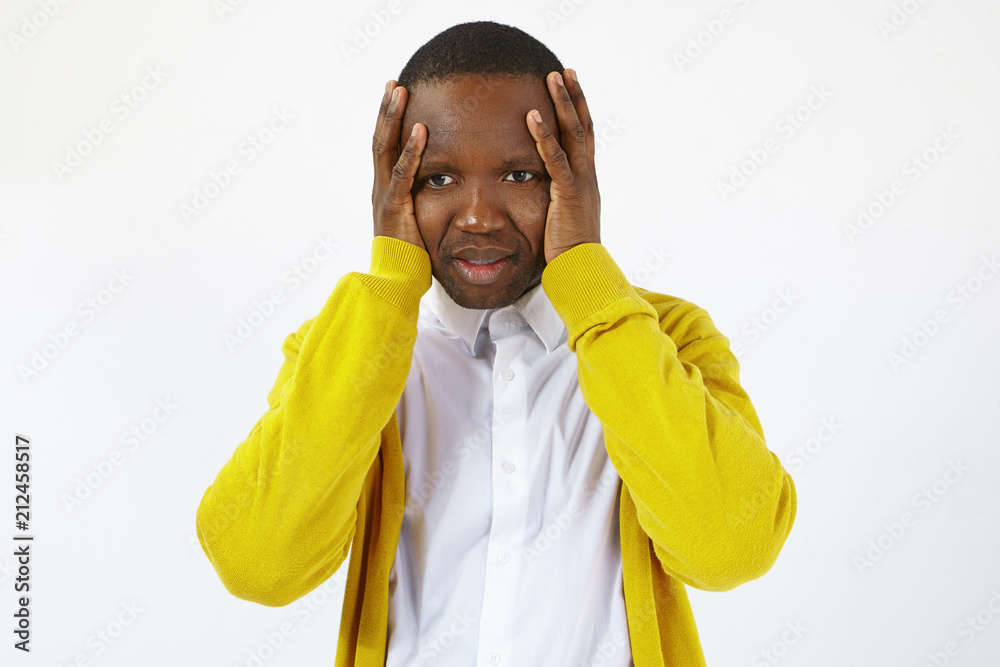 Negative human facial expressions and body language. Emotional dark ...