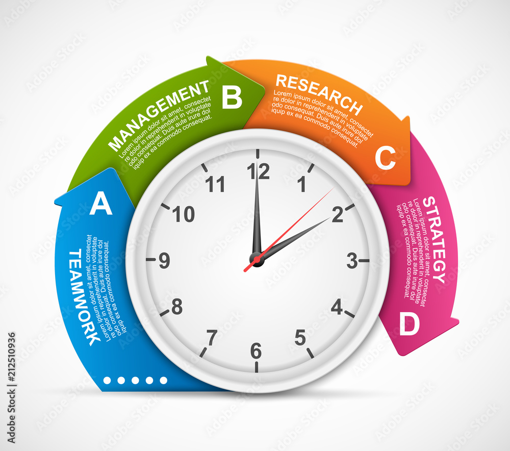 Infographics template. Arrows around the clock. Stock Vector | Adobe Stock
