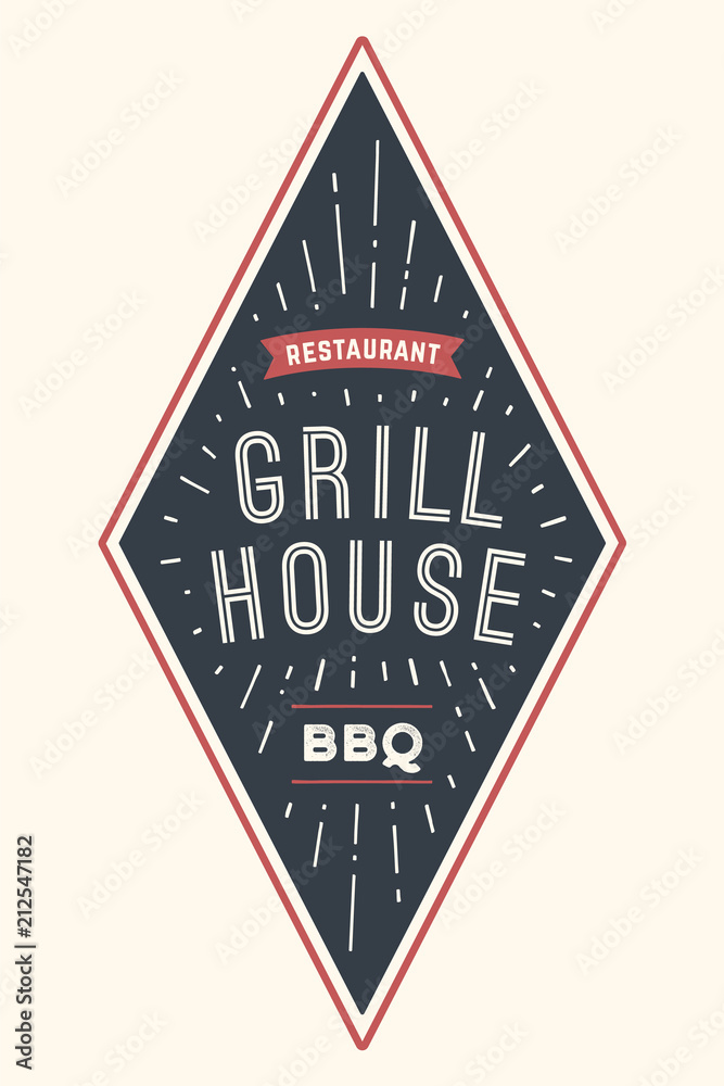 Logo template of bbq grill meat restaurant with grill symbols, text ...
