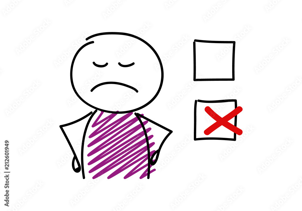 Tick icon with angry stickman. Vector. Stock Vector | Adobe Stock