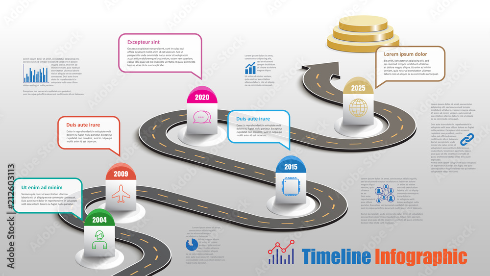 Business road map timeline infographic milestone pathway to podium ...