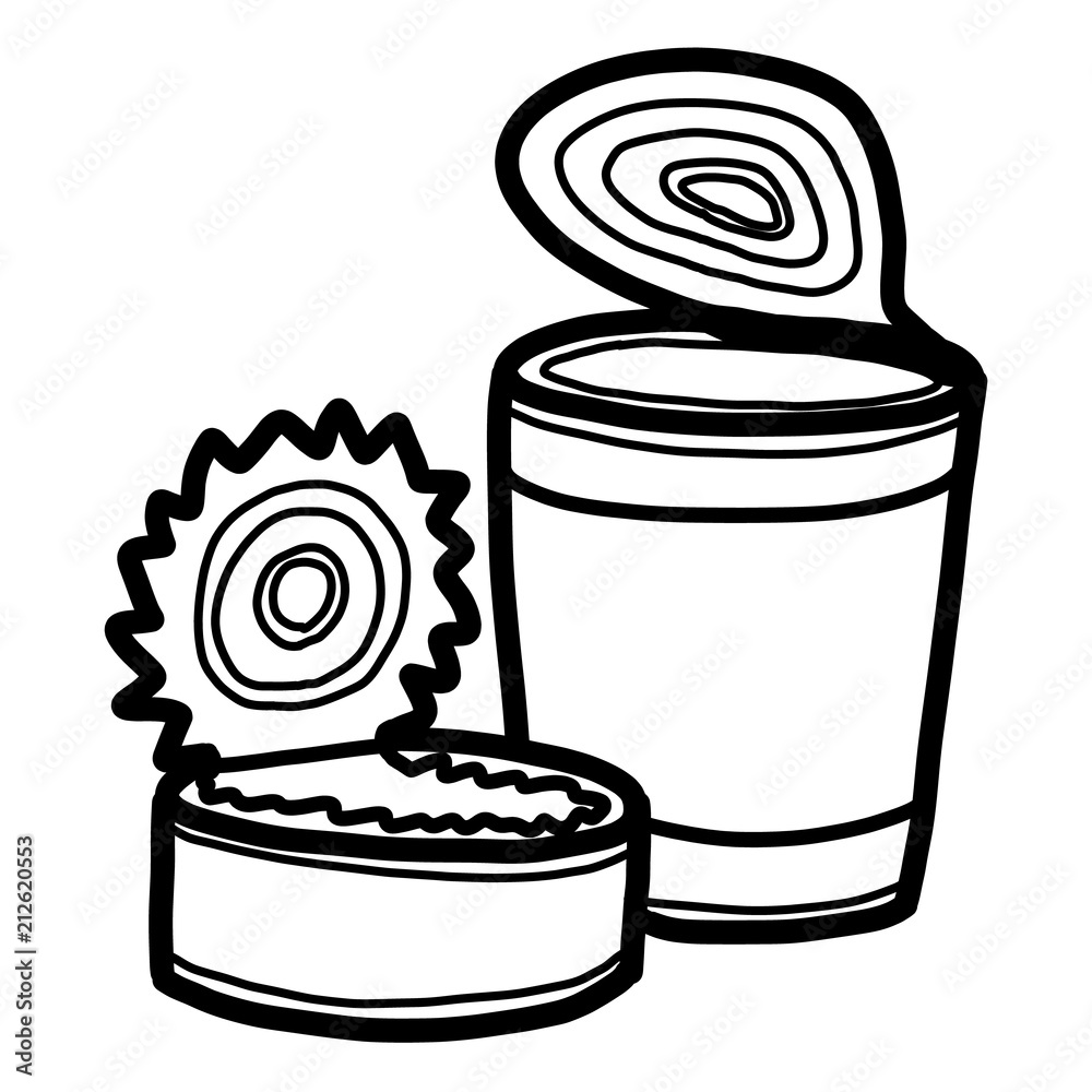 used tin cans / cartoon vector and illustration, black and white, hand ...