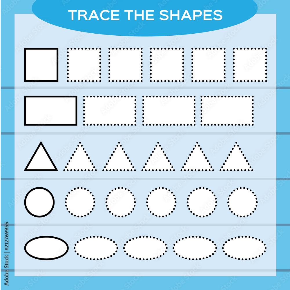 Trace the shapes. Kids education. Preschool worksheet. Basic writing ...