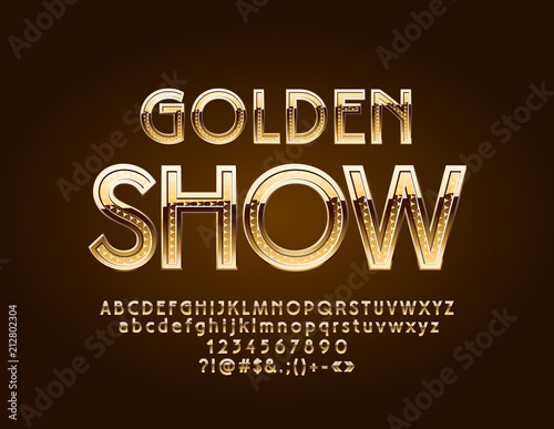 Vector elite logo Golden Show. Chic texture Font. Luxury Alphabet ...
