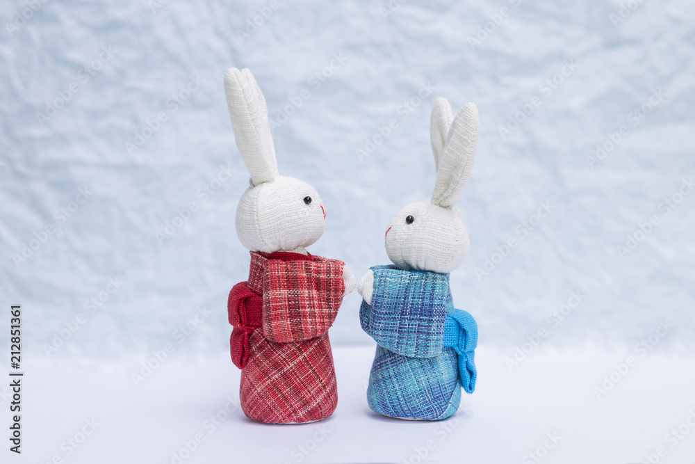 Cute handmade fabric rabbit doll in traditional style japanese dress ...