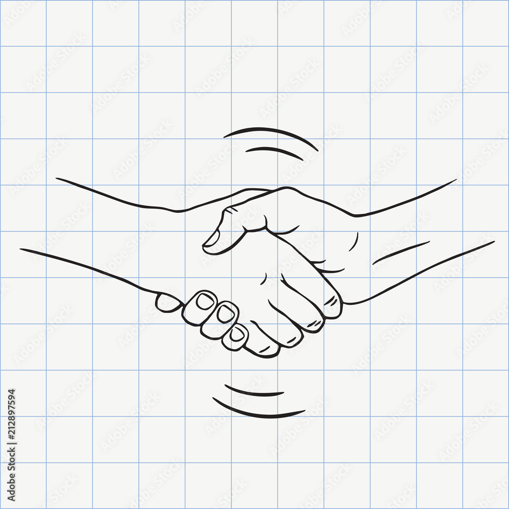 Handshake outline doodle icon. Hand drawn sketch in vector Stock Vector ...