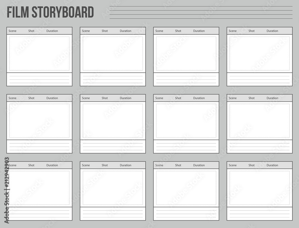 Creative vector illustration of professional film storyboard mockup ...