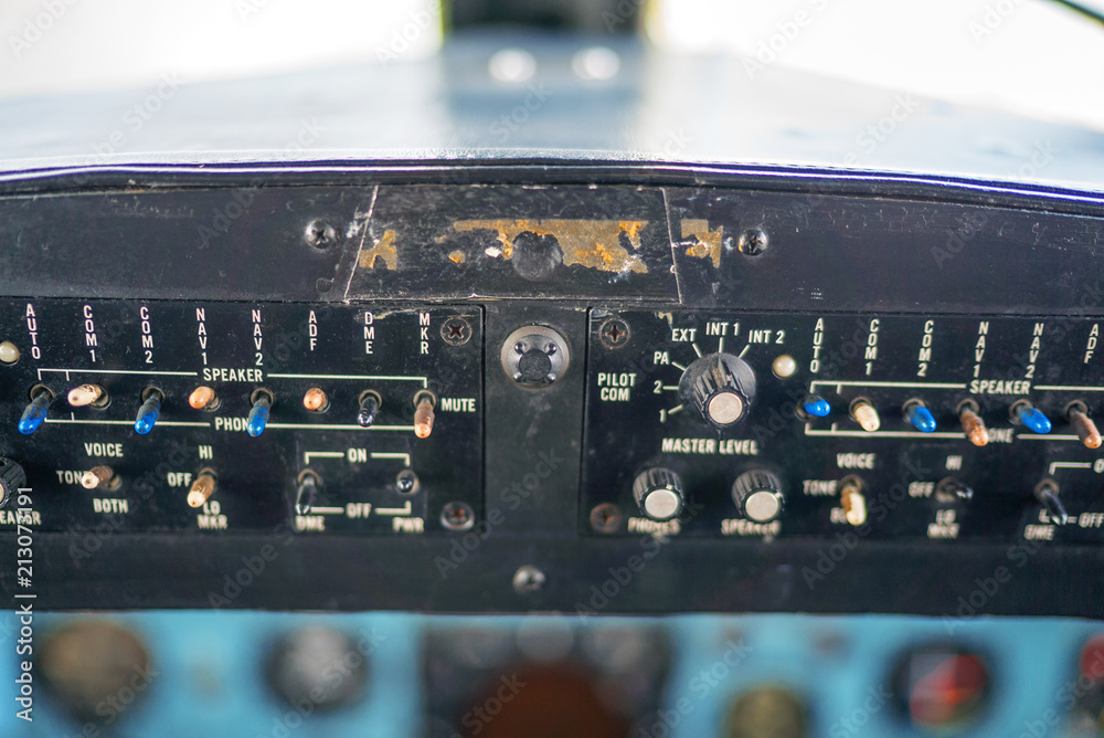 airplane cockpit, airplane interior, jet plane, cockpit buttons Stock ...