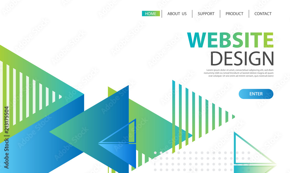 Website template design and landing page geometric shapes background ...