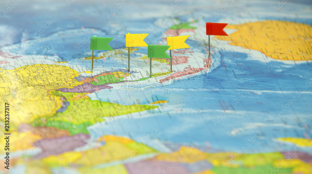 World map with flags where to go on a trip Stock Photo | Adobe Stock