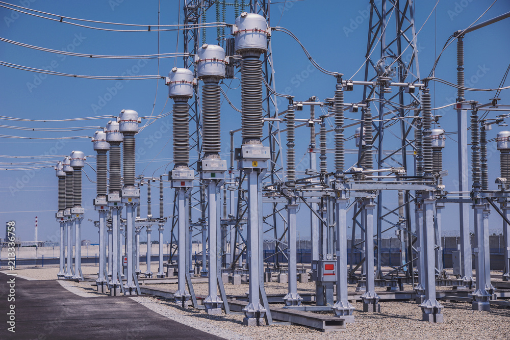Electrical substation of 110 and 220 kV switchgear, current ...