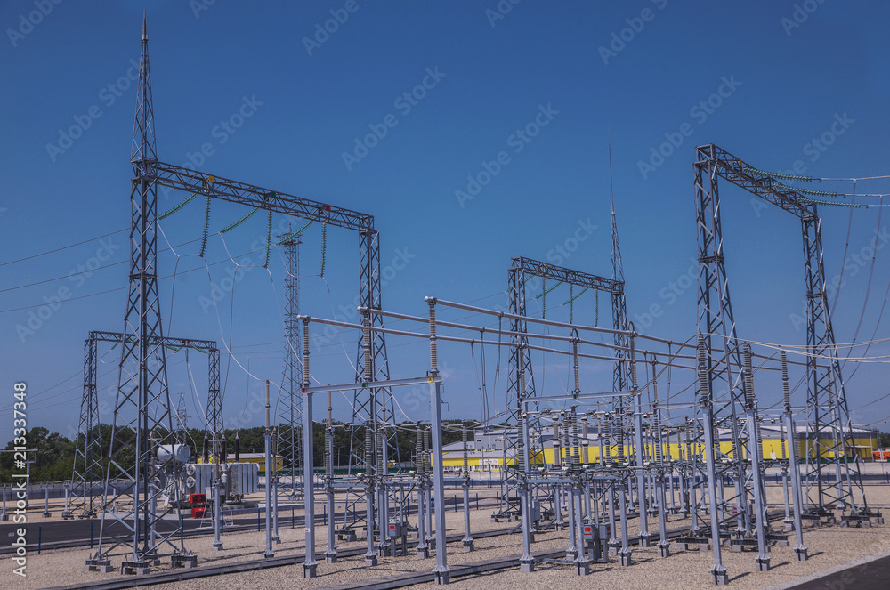 Electrical substation of 110 and 220 kV switchgear, current ...