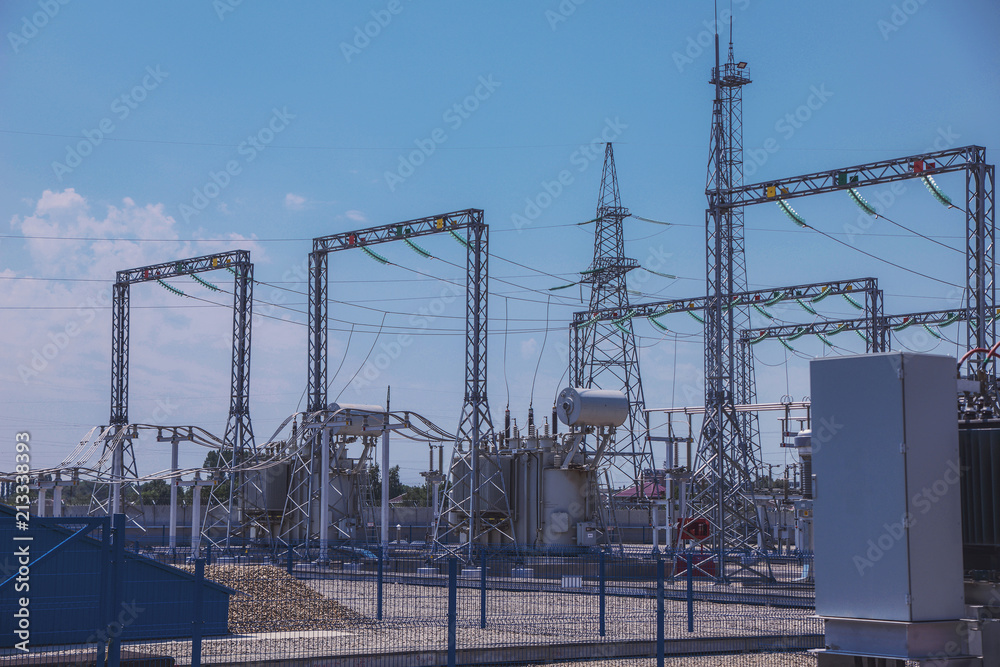 Electrical substation of 110 and 220 kV switchgear, current ...