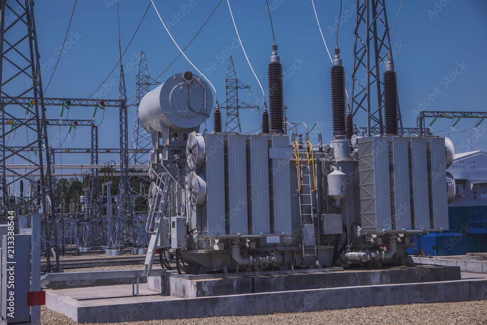 Electrical substation of 110 and 220 kV switchgear, current ...